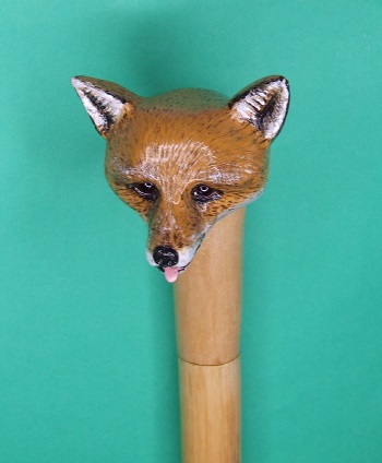 Carved Fox head walking stick