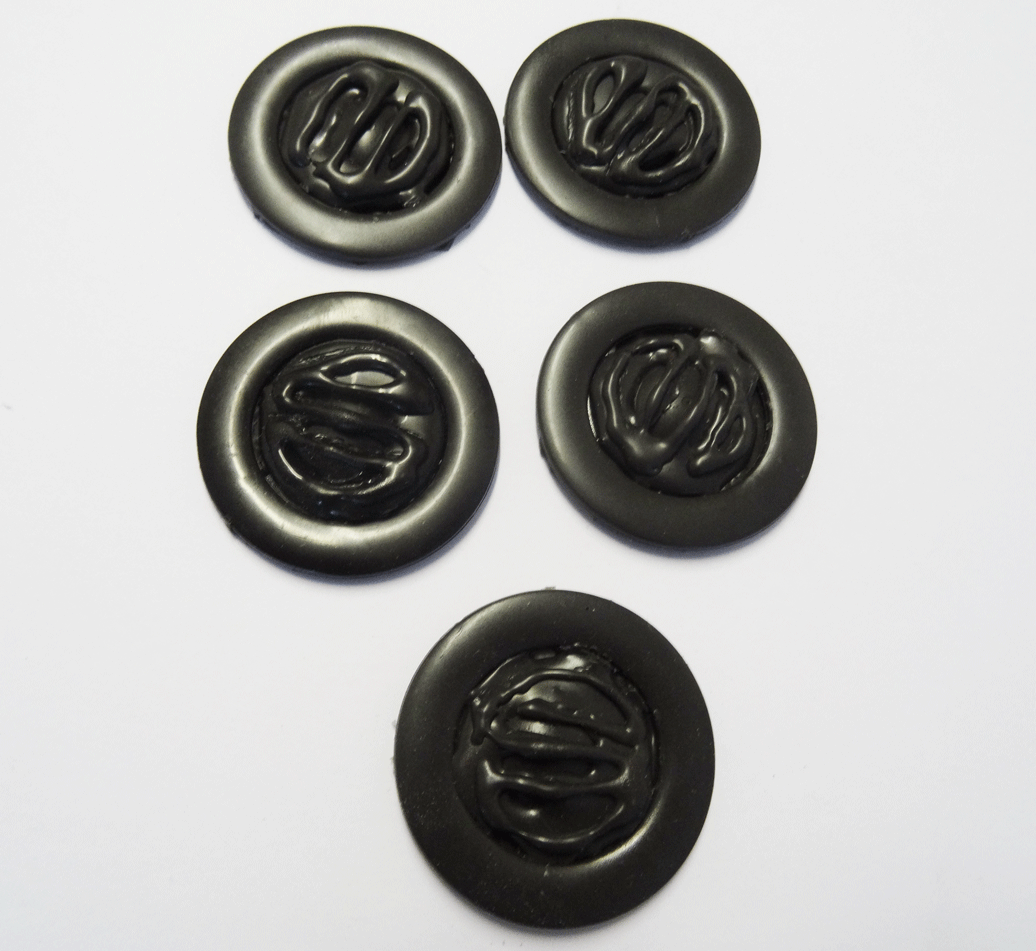 Blakes 7 federation trooper helmet badges with smooth border.