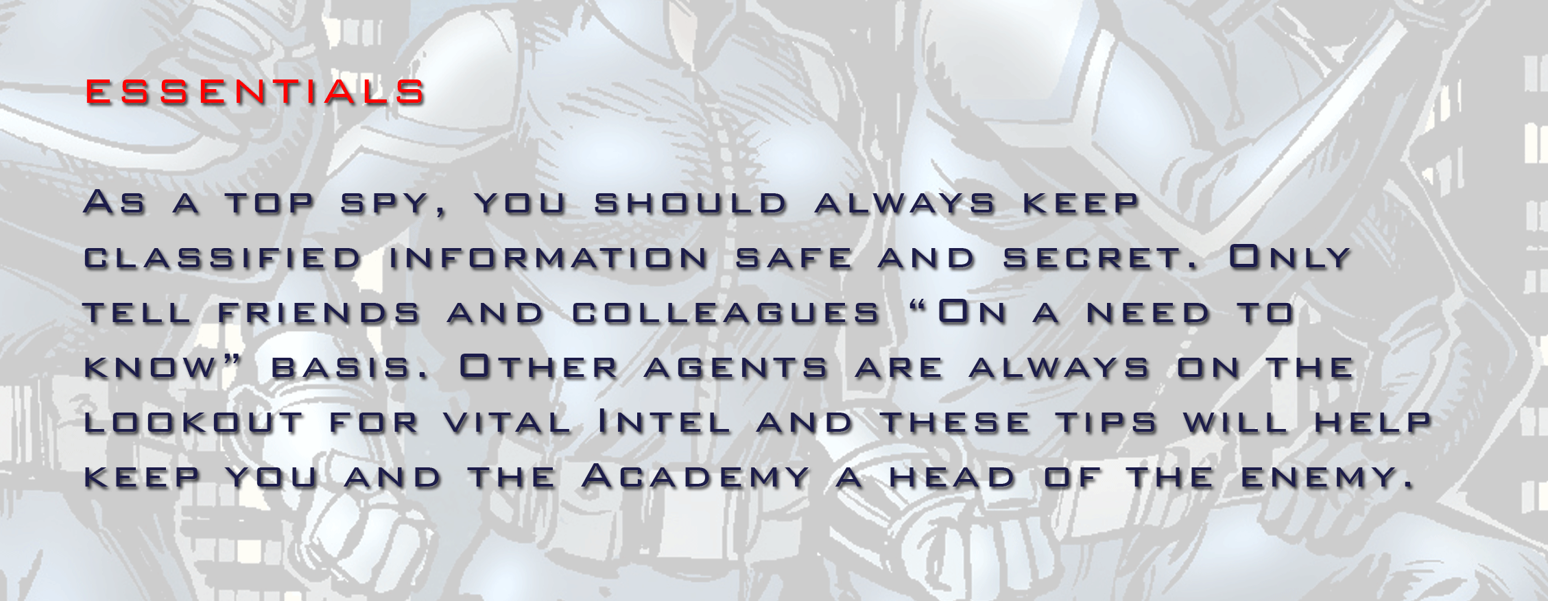 The Spy Academy secret agent tips