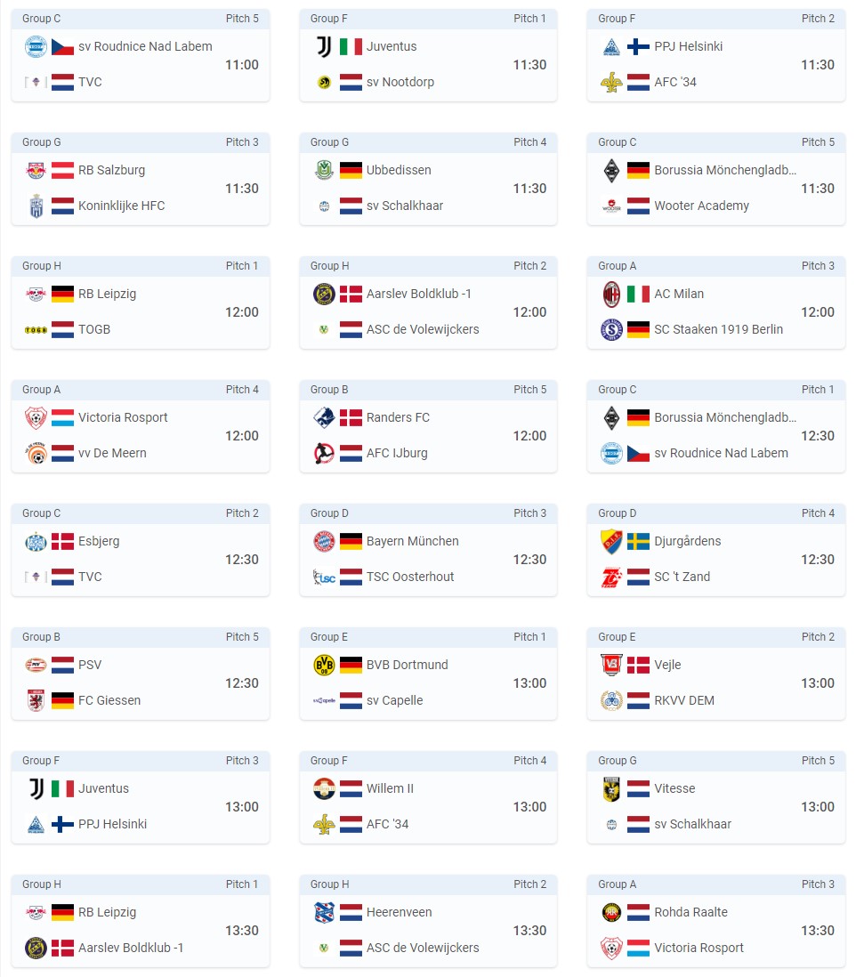 Toernooi schema TSC International Tournament 2022
